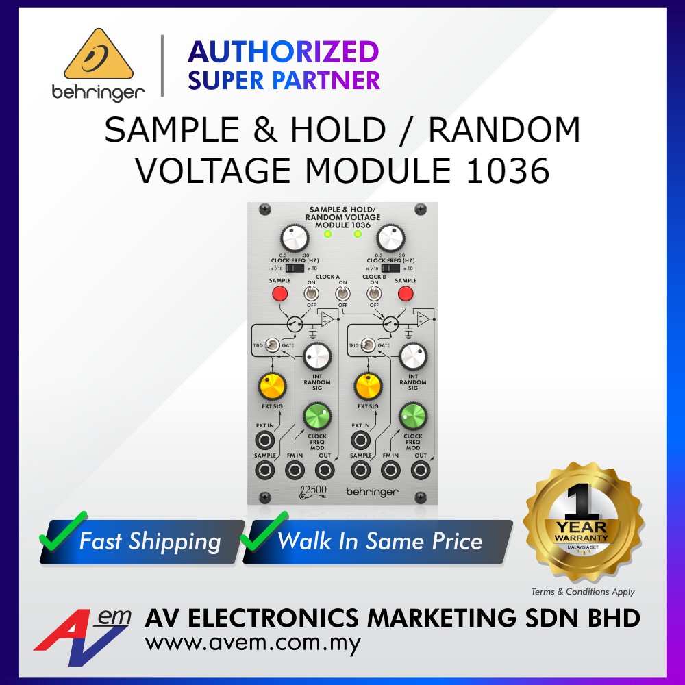 BEHRINGER SAMPLE & HOLD / RANDOM VOLTAGE MODULE 1036 Legendary 2500 Series Dual Sample and Hold ...